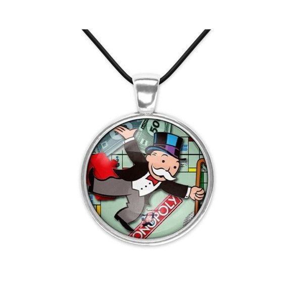Jewelry | Monopoly Classic Board Game Black Cord Glass Pendant Necklace ...